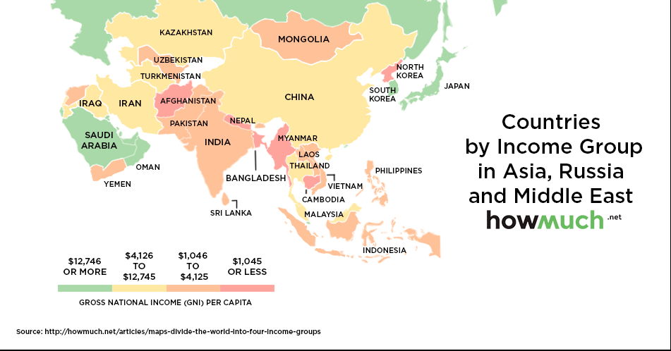 These Maps Divide the World into Four Income Groups